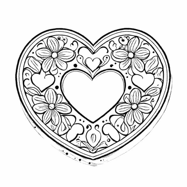Download Floral Heart Design Coloring pages Online - Creative Fabrica