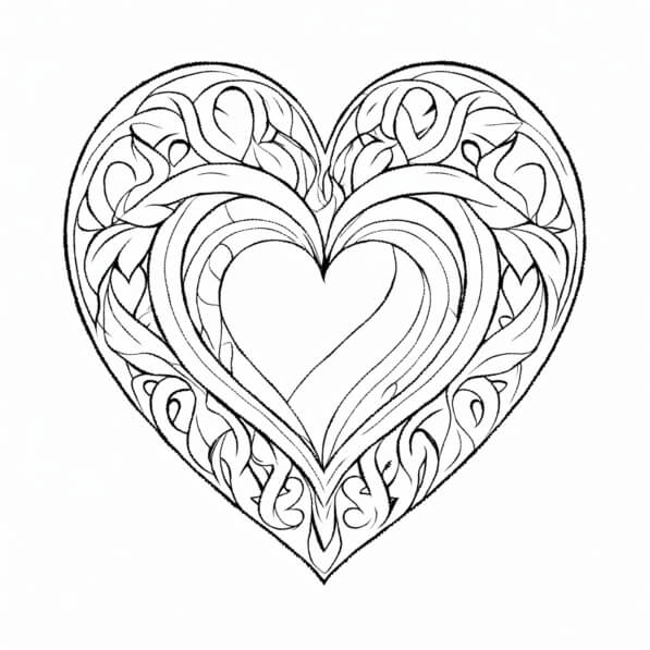 Download Intricate Heart Design Coloring pages Online - Creative Fabrica