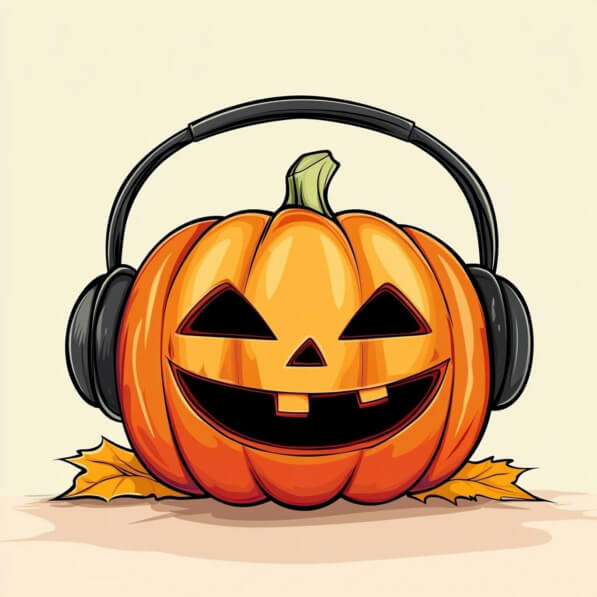 Download Cheerful Pumpkin with Headphones for Halloween Backgrounds ...