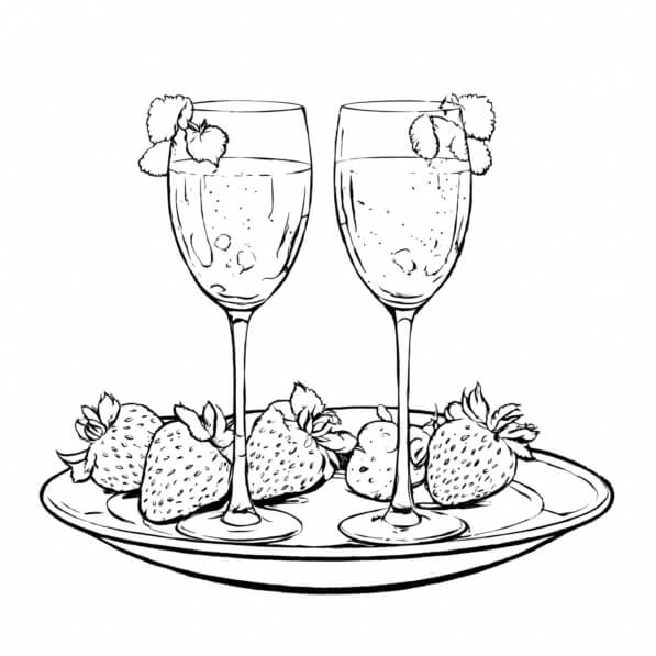 Descarga Copas de champán con fresas Páginas para colorear En Línea ...