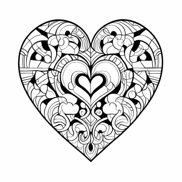 Download Intricate Black and White Heart Design Coloring pages Online ...