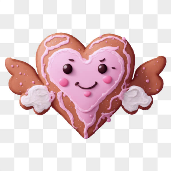 Download Whimsical Heart-Shaped Cookie with Wings Cartoons Online ...