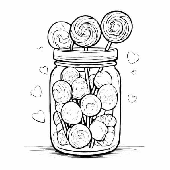 Download Jar of Candies and Lollipops Coloring pages Online - Creative ...