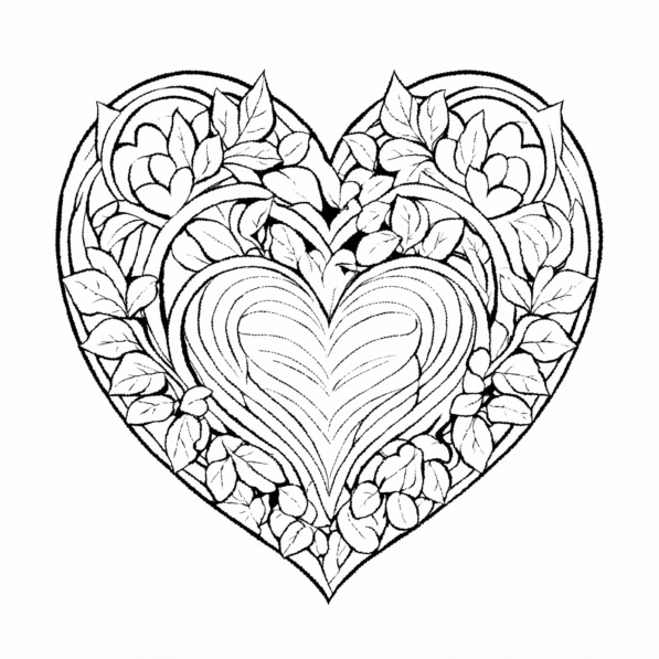 Download Intricate Floral Heart Design Coloring pages Online - Creative ...