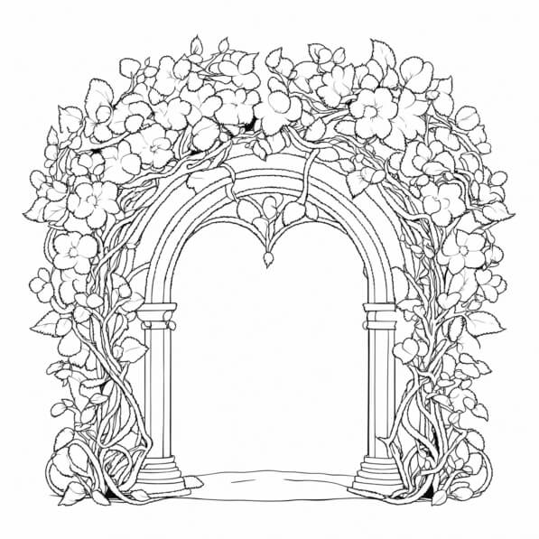 Download Floral Archway Design Coloring pages Online - Creative Fabrica
