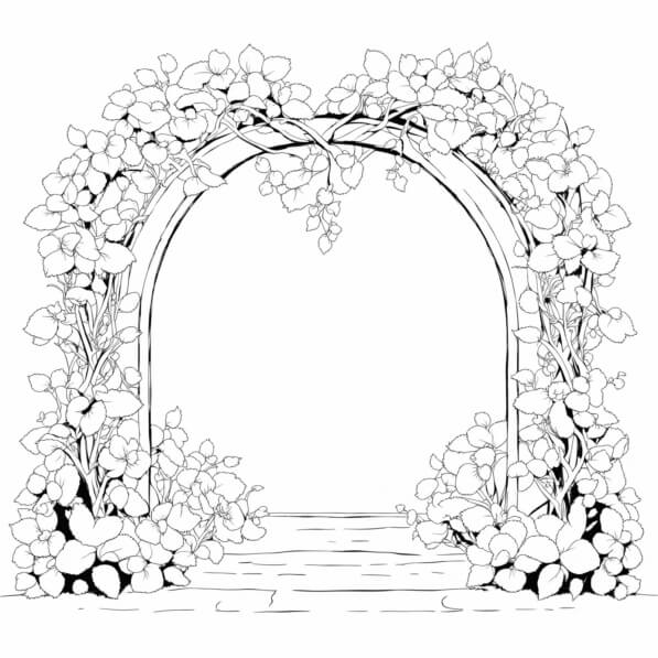 Download Floral Archway Design Coloring pages Online - Creative Fabrica