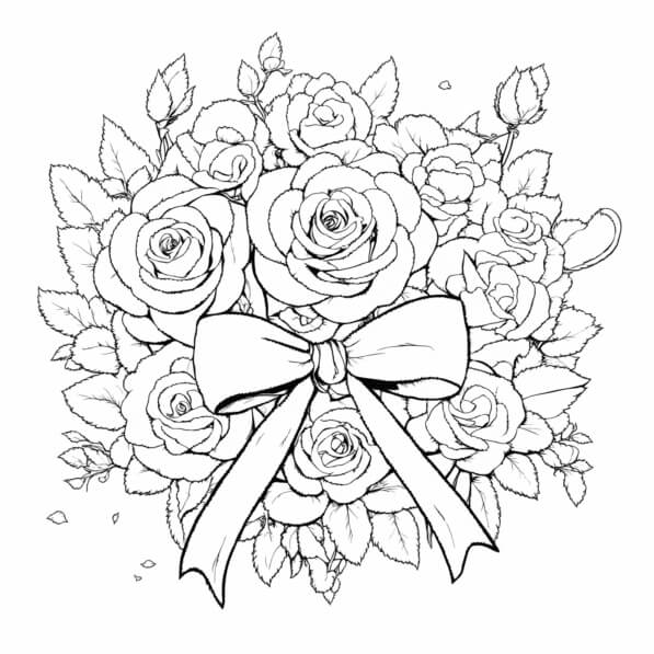 Descarga Ilustración de un ramo de rosas con un lazo Páginas para ...