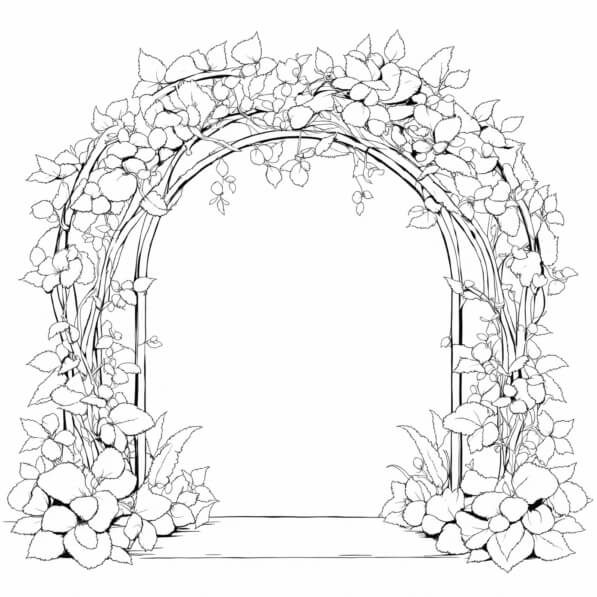 Download Floral Archway Design Coloring pages Online - Creative Fabrica
