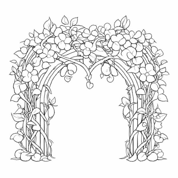 Download Floral Archway Design Coloring pages Online - Creative Fabrica