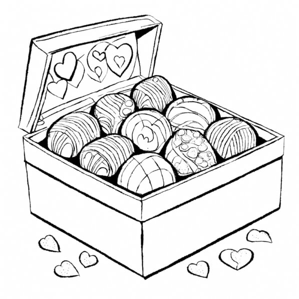Download Assorted Chocolates in a Gift Box Coloring pages Online ...