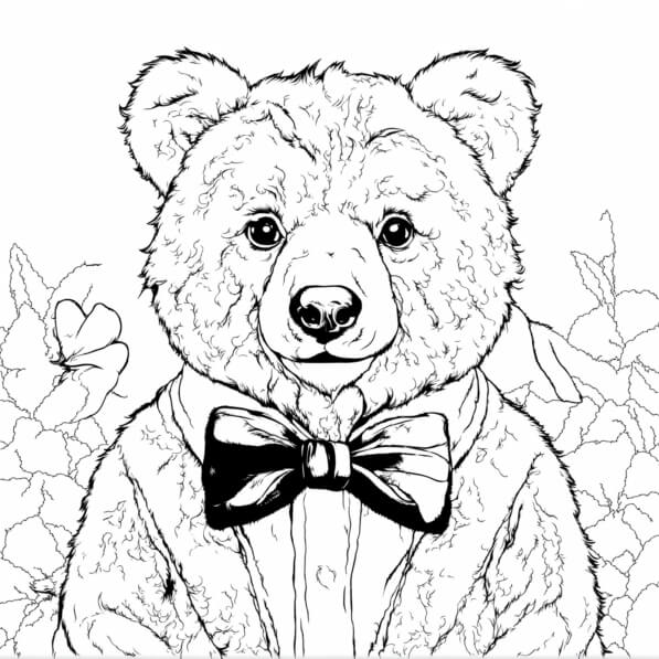 Download Dapper Bear Illustration Coloring pages Online - Creative Fabrica