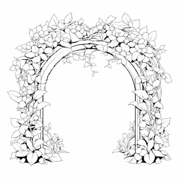 Download Floral Arch Illustration Coloring pages Online - Creative Fabrica