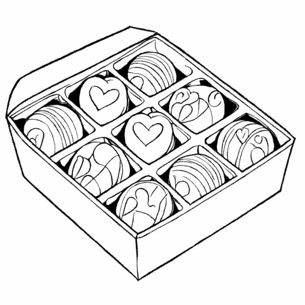 Download Assorted Chocolates in a Box Coloring pages Online - Creative ...
