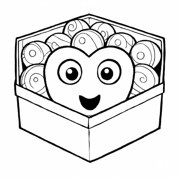 Download Cute Heart in a Box of Candies Coloring pages Online ...