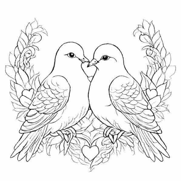 Download Doves Illustration Coloring pages Online - Creative Fabrica