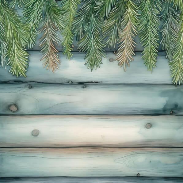 Download Evergreen branches over rustic wooden background Backgrounds ...