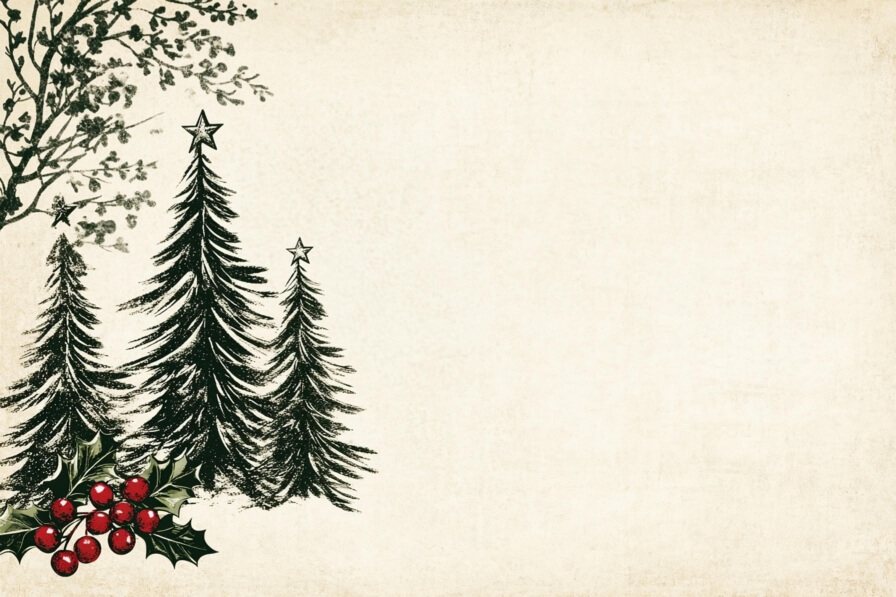 Download Vintage Christmas Trees and Holly Berries Backgrounds Online ...