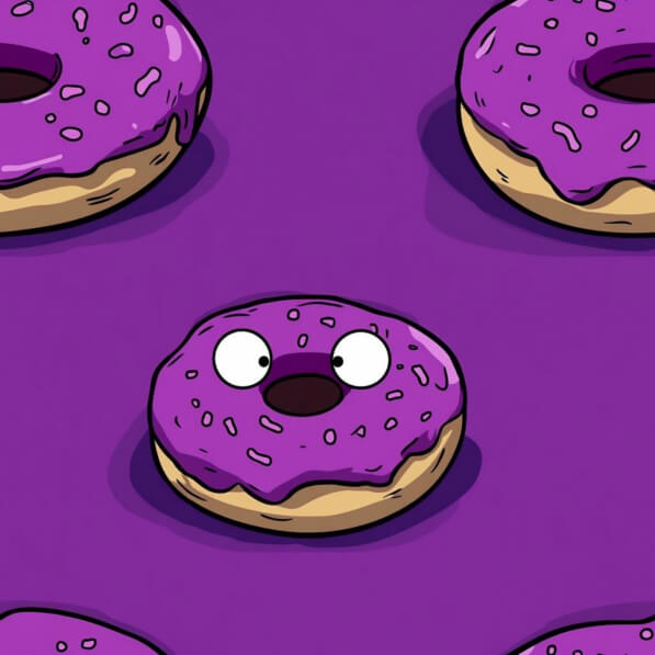 Descarga Donas moradas de dibujos animados con expresiones caprichosas ...