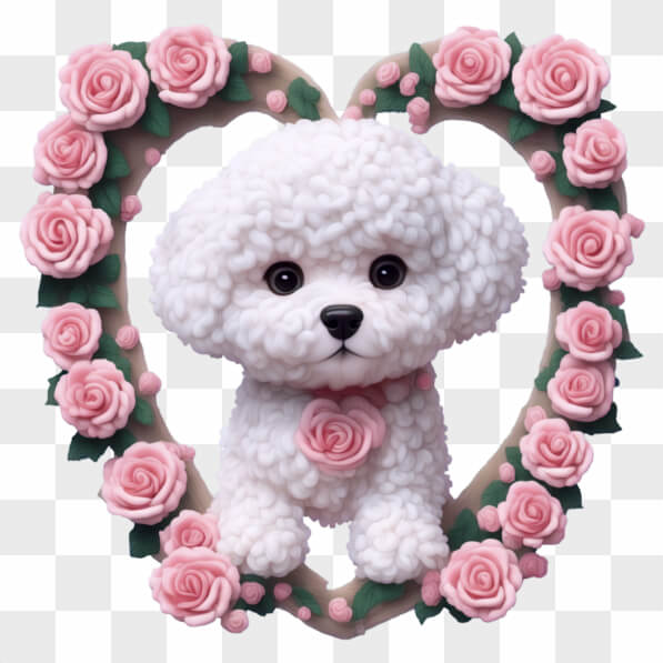 Download Fluffy Cartoon Dog Surrounded by Pink Roses Cartoons Online ...