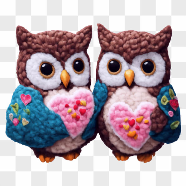Descarga Dos adorables búhos de ganchillo con corazones Cartoons En ...
