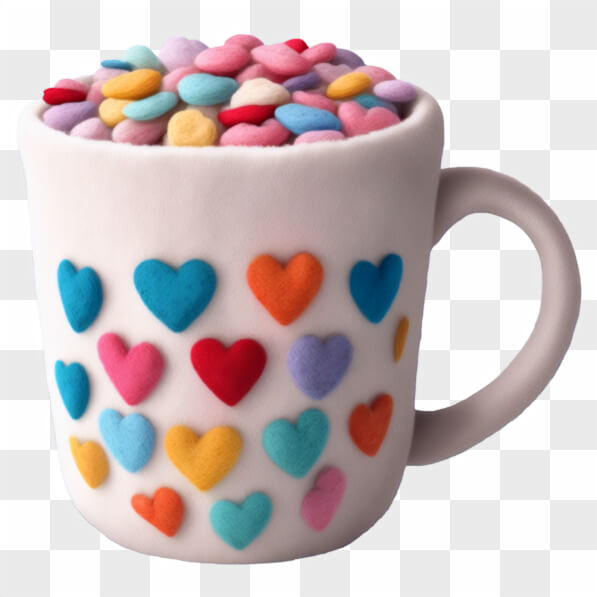 Download Colorful Heart-Shaped Sprinkles in a Whimsical Mug Cartoons ...