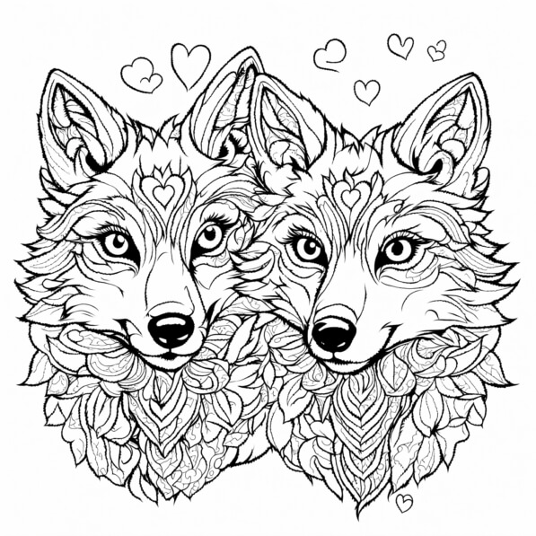 Download Intricate Illustration of Two Wolves Coloring pages Online ...