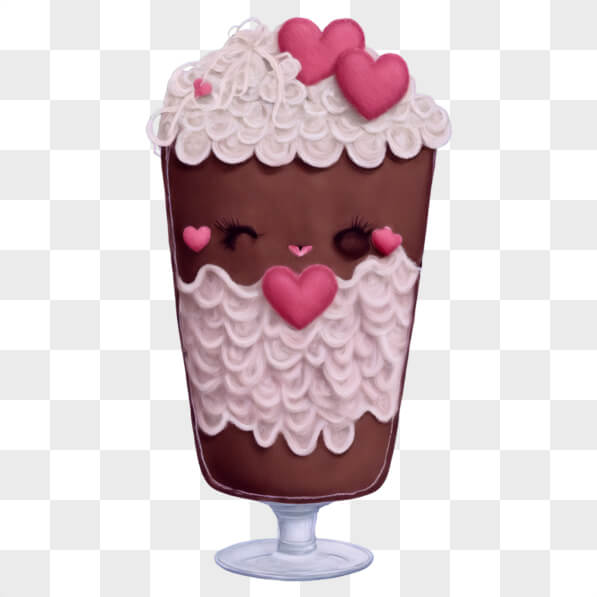 Download Cute Animated Milkshake with Whipped Cream and Hearts Cartoons ...