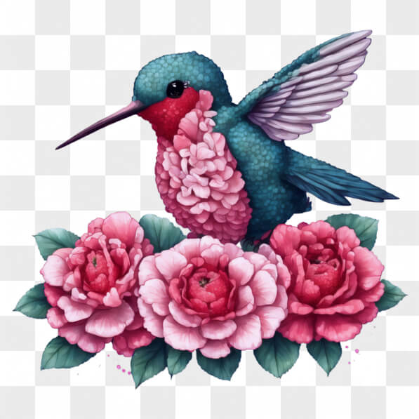 Descarga Colibrí Colorido con Rosas Cartoons En Línea - Creative Fabrica