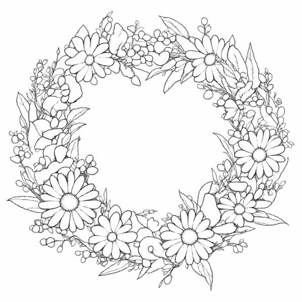 Download Floral Wreath Outline for Coloring Coloring pages Online ...