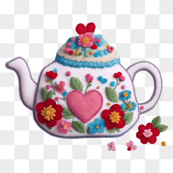 Download Whimsical Felt Teapot with Floral Decorations Cartoons Online ...