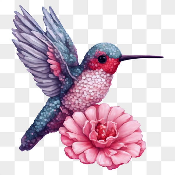 Descarga Colibrí y Flor Rosa Cartoons En Línea - Creative Fabrica