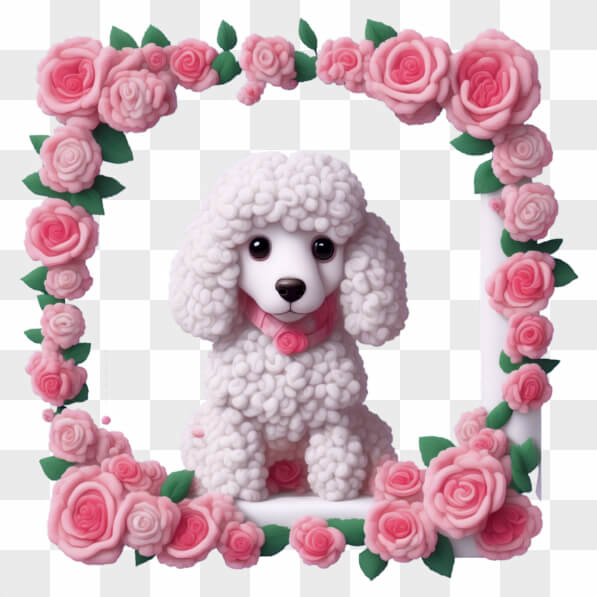 Download Adorable Poodle Surrounded by Pink Roses Cartoons Online ...