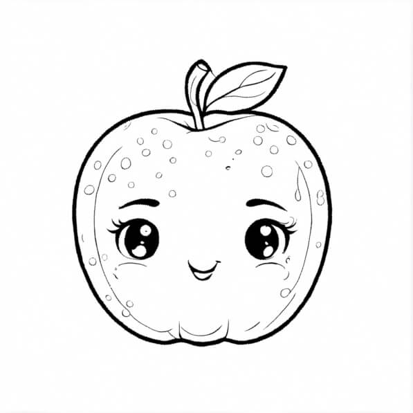 Download Cute Cartoon Apple Illustration Coloring pages Online ...