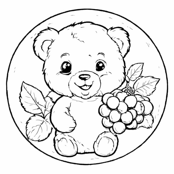 Download Cheerful Cartoon Bear with Grapes Coloring pages Online ...