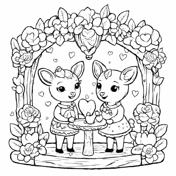 Télécharger Deux personnages de cerf partageant un gâteau en forme de ...