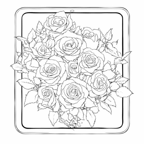 Download Line Drawing of Roses in a Tablet Frame Coloring pages Online ...