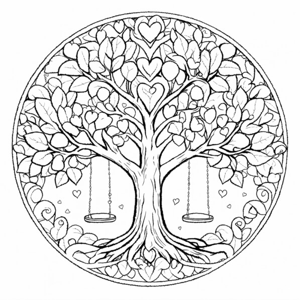 Download Intricate Tree Illustration with Swings and Heart-Shaped ...
