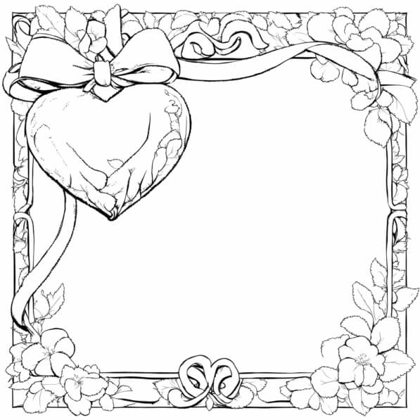 Download Decorative Heart Border Design Coloring pages Online ...