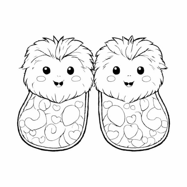 Download Cute Fluffy Slippers Coloring pages Online - Creative Fabrica