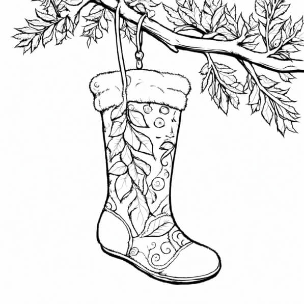 Download Artistic Boot Hanging from a Branch Coloring pages Online ...