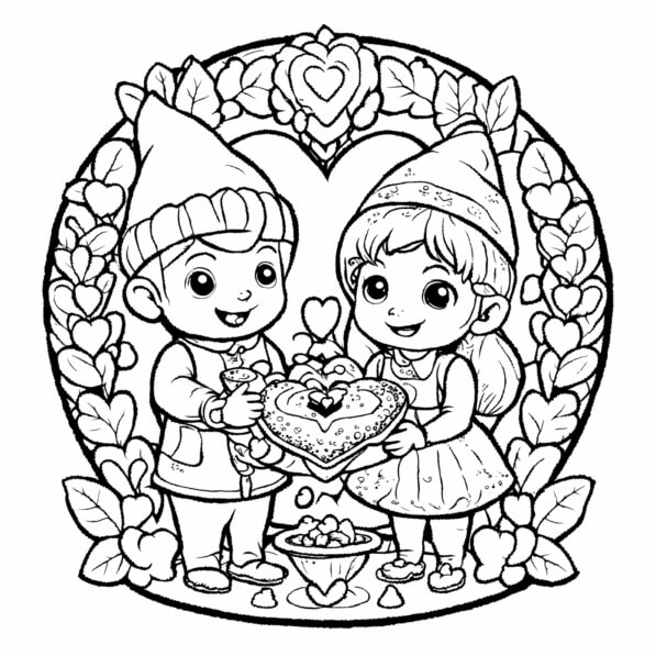 Download Children Holding Heart-Shaped Cookie Coloring pages Online ...