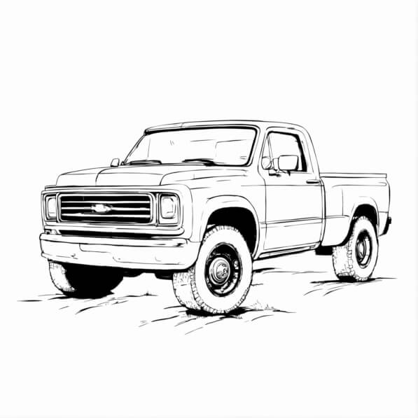 Download Classic Pickup Truck Line Drawing Coloring pages Online ...