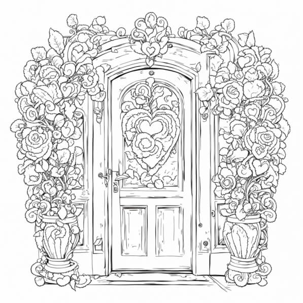 Télécharger Porte Florale Ornée Pages de coloriage En Ligne - Creative ...