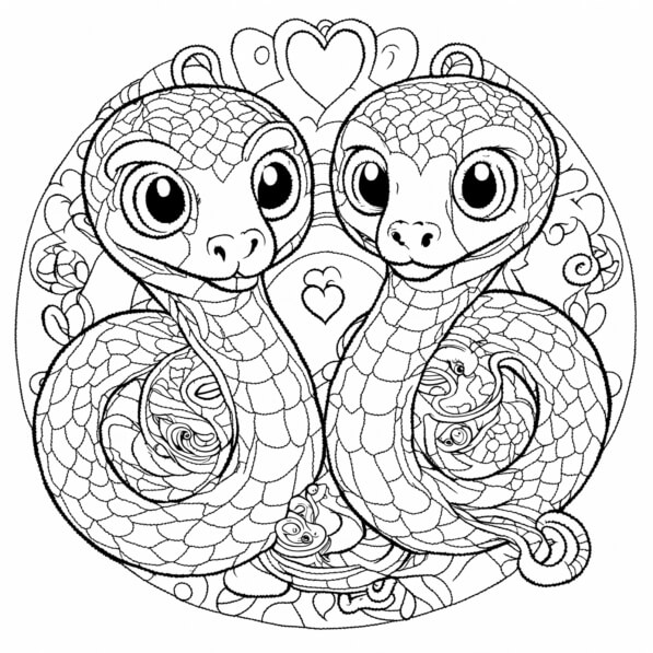 Download Playful Snakes Coloring Page Coloring pages Online - Creative ...
