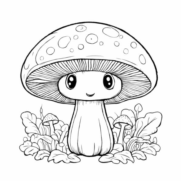 Download Cute Cartoon Mushroom Illustration Coloring pages Online ...