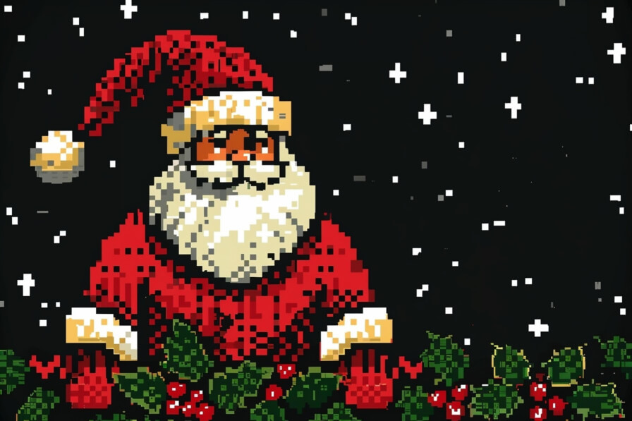 Download Pixel Art Santa Claus in a Winter Scene Backgrounds Online ...