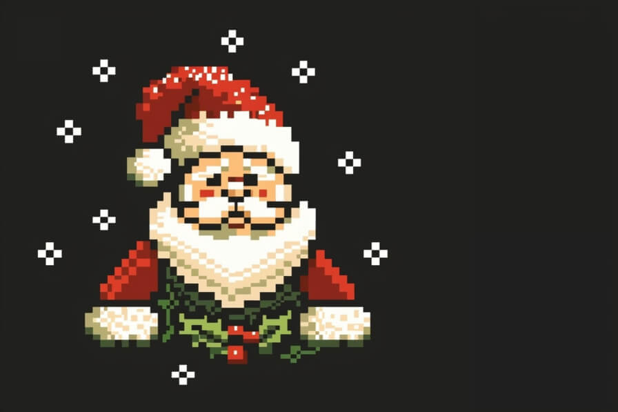 Download Pixel Art Santa Claus with Snowflakes Backgrounds Online ...