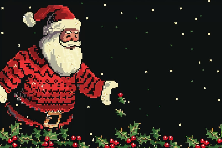 Descarga Pixel Art Papá Noel en Escena Navideña Fondos En Línea ...