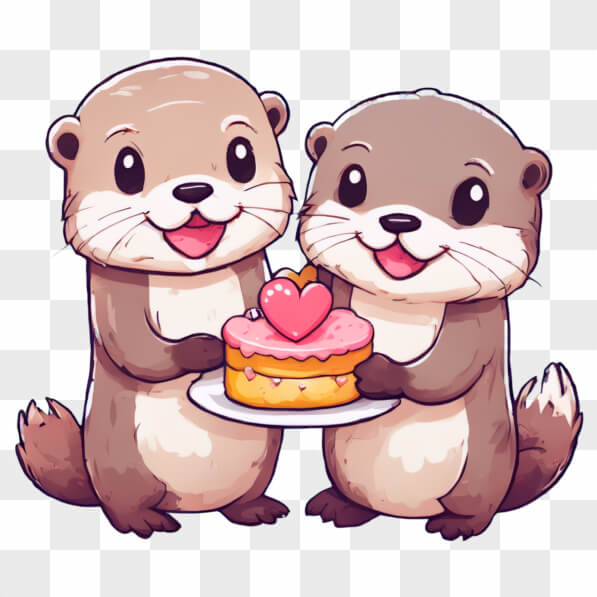 Descarga Nutrias Kawaii Presentando un Pastel con Amor Kawaii En Línea ...