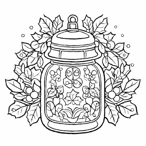 Download Intricate Jar Design with Holly Leaves Coloring pages Online ...